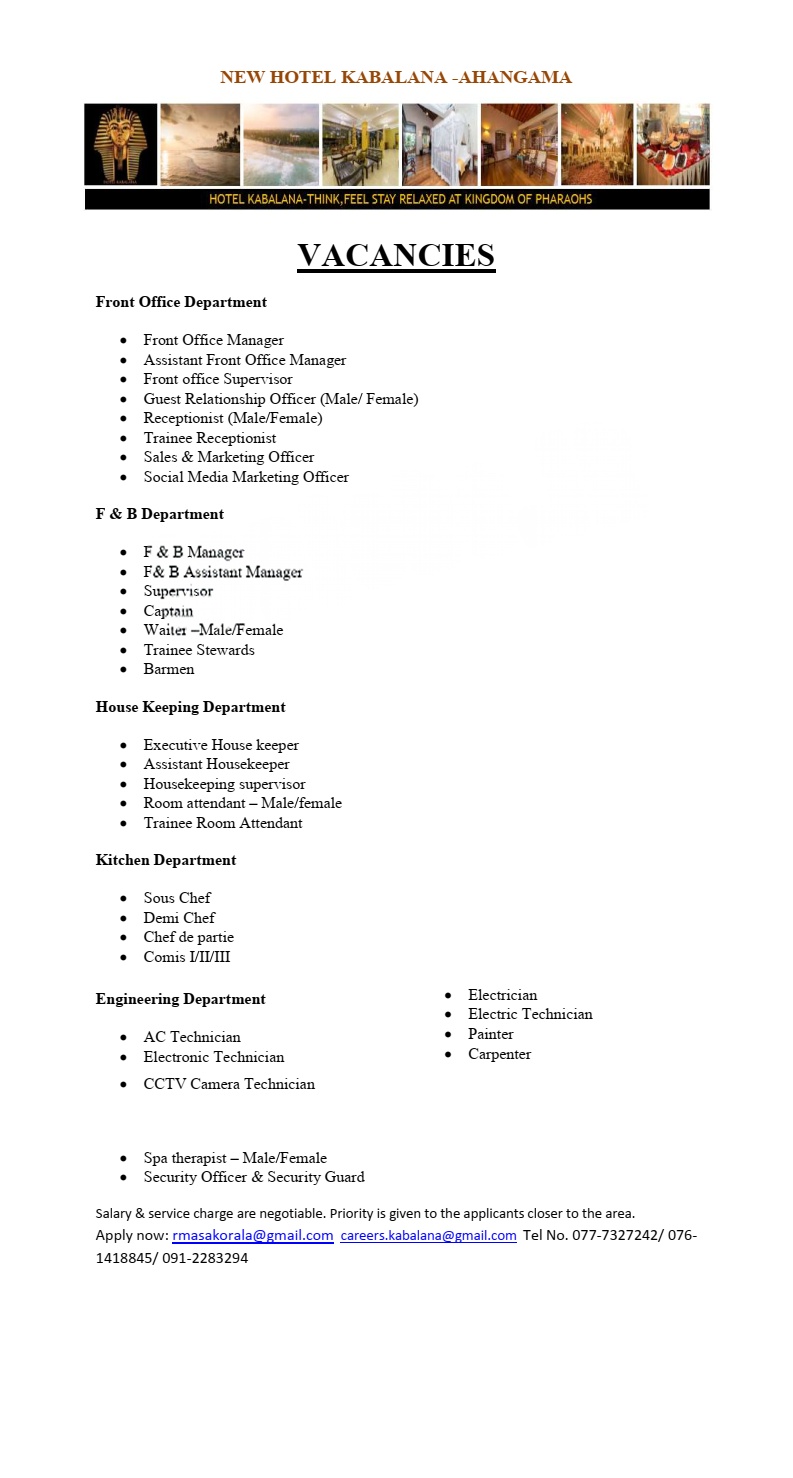 Front Office Manager / Assistant Front Office Manager | Ahangama