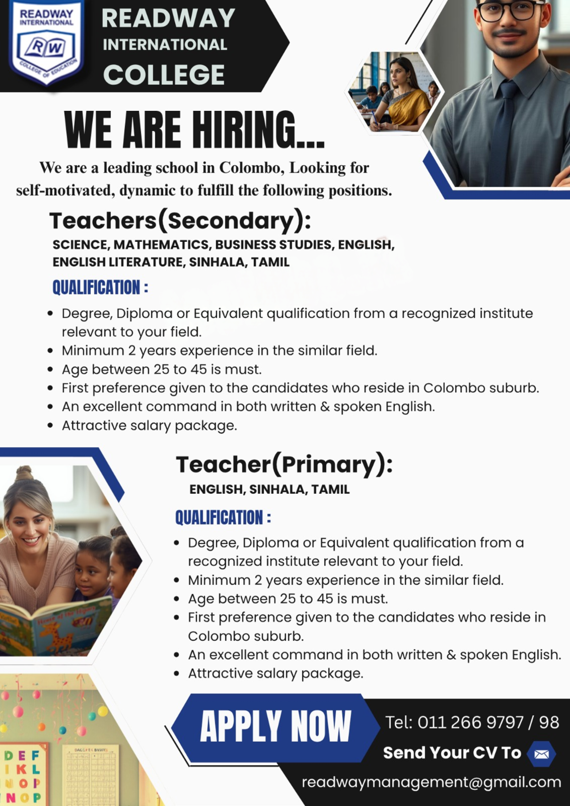Sinhala Teacher - Secondary School | Colombo