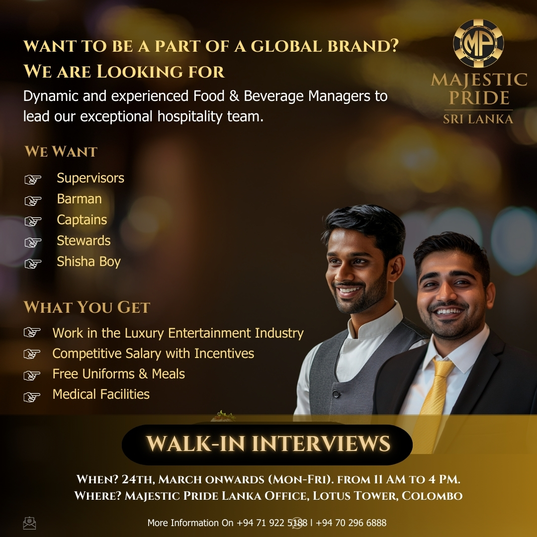 Barman/ Shisha Boys | Colombo