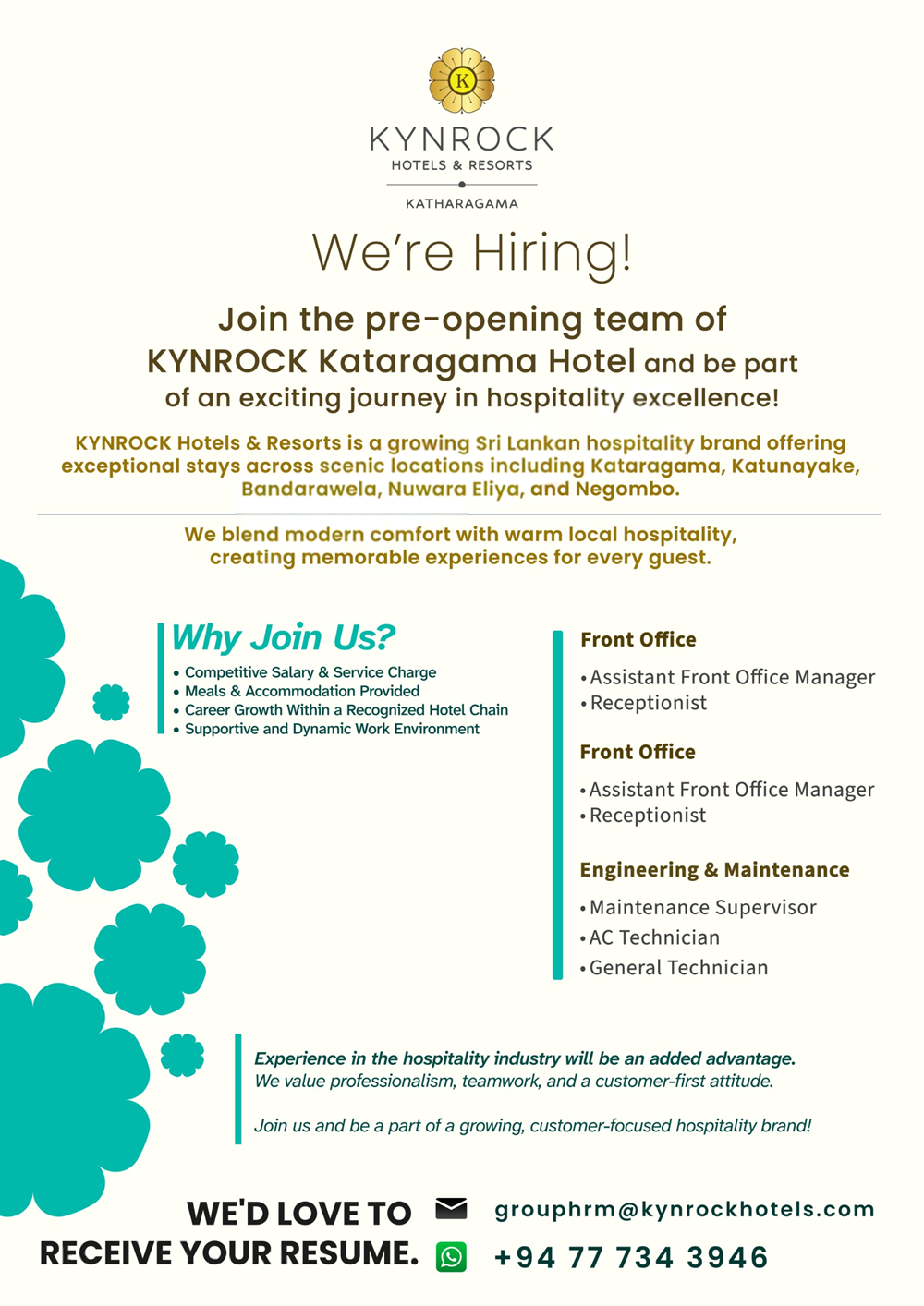 Assistant Front Office Manager | Kataragama