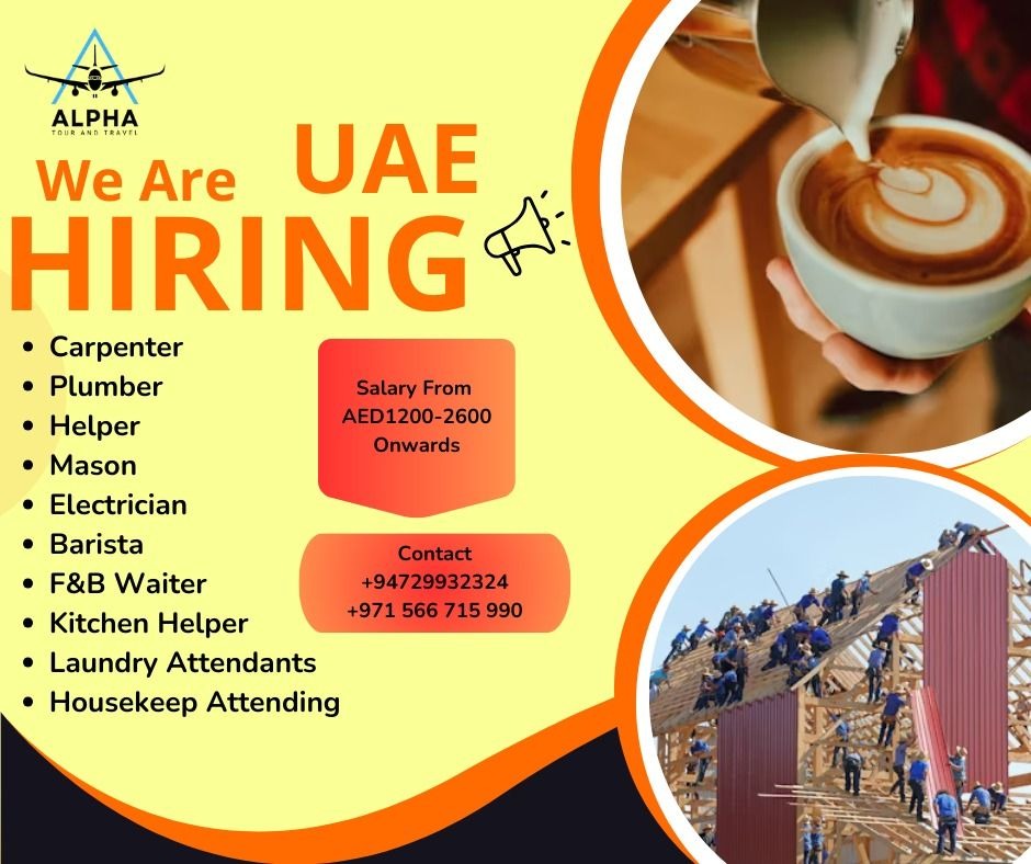 Carpenter / Plumber / Helper / Mason / Electrician / Barista / F&B ...